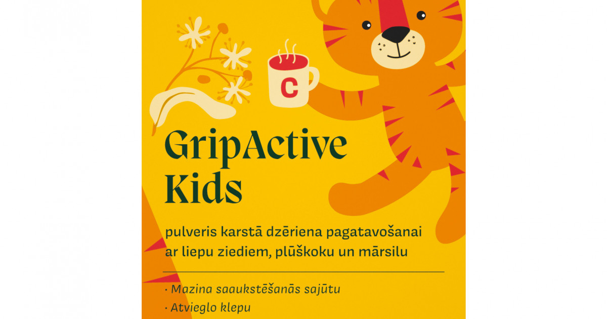 GripActive Kids pulveris karstā dzēriena pagatavošanai ar liepu ziediem ...