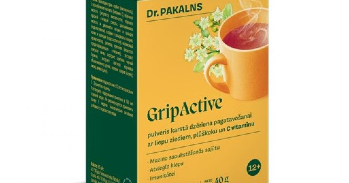 GripActive powder for hot drinks with linden flowers, elderberry and ...